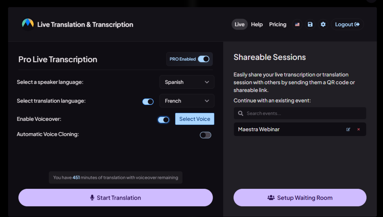 Maestra Help - Real Time Voiceover